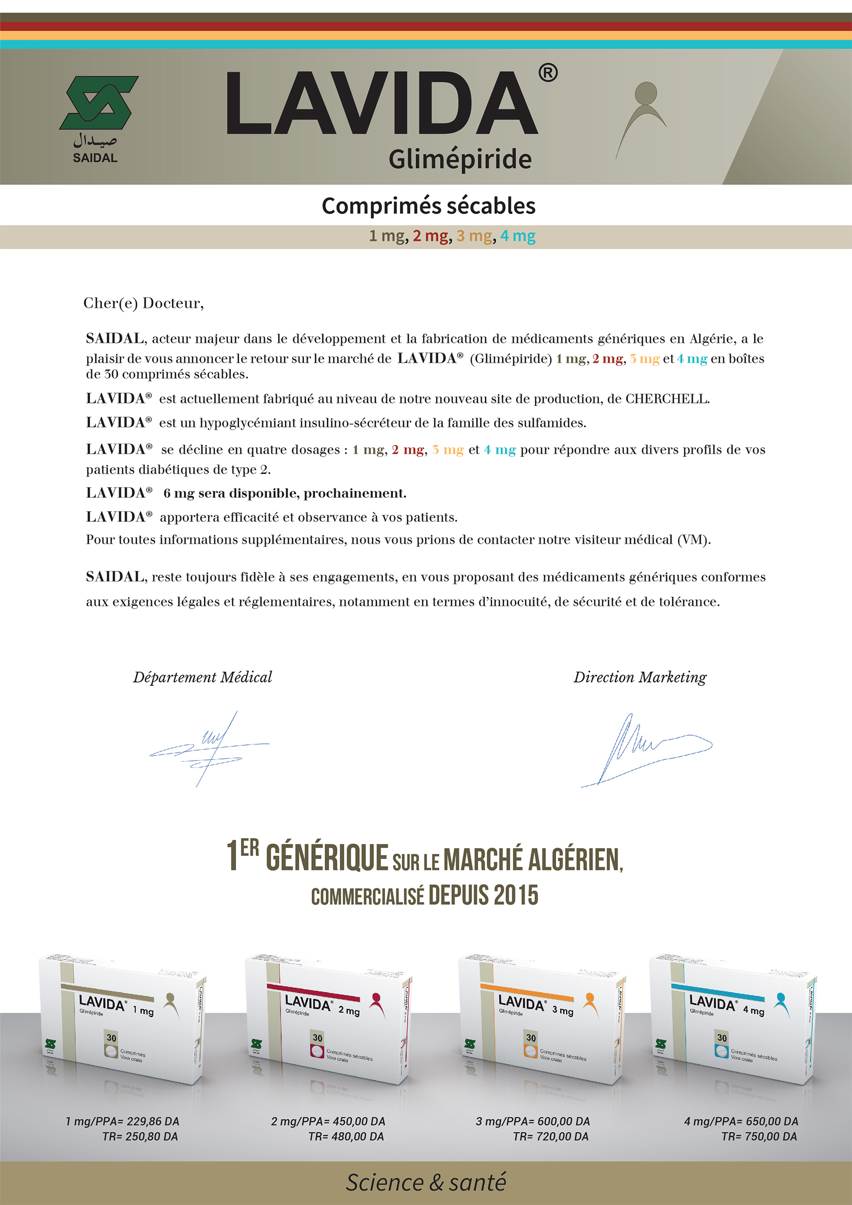 LAVIDA® Glimépiride – Comprimés sécables 1mg, 2mg, 3mg, 4mg - Santedz
