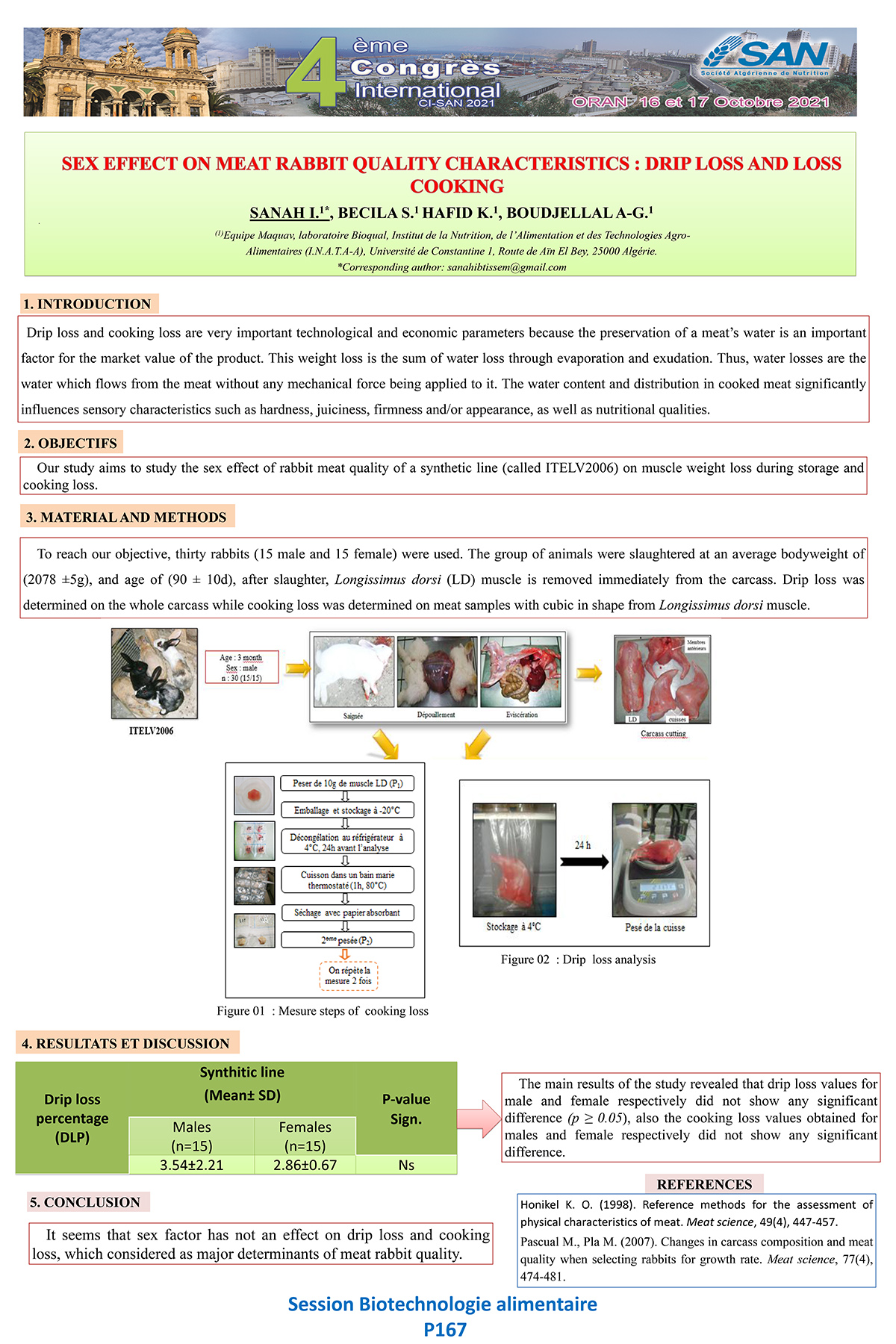 P167 : EX EFFECT ON MEAT RABBIT QUALITY CHARACTERISTICS : DRIP LOSS AND ...